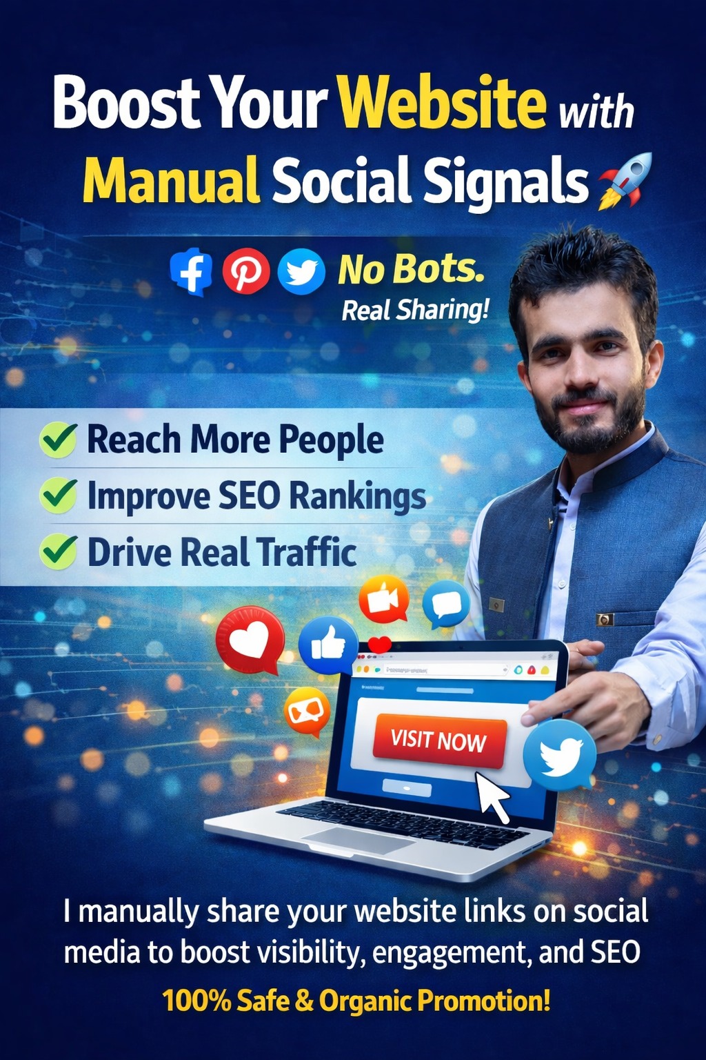 I'll Provide Manual Social Signals From Facebook, Twitter And Pin
